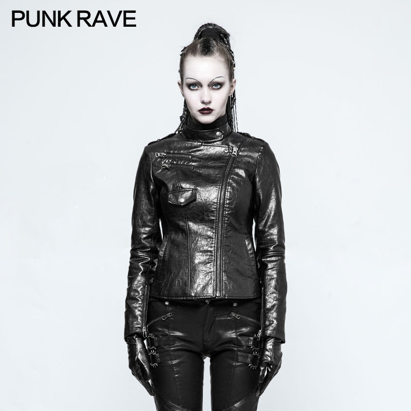 Motorcycle Slim-fitting Leather Punk Jacket For Women– Punkravestore