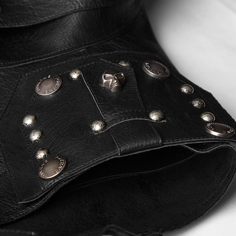 Personality Punk Coat Heavy Leather Sleeveless Waistcoat For Men ...