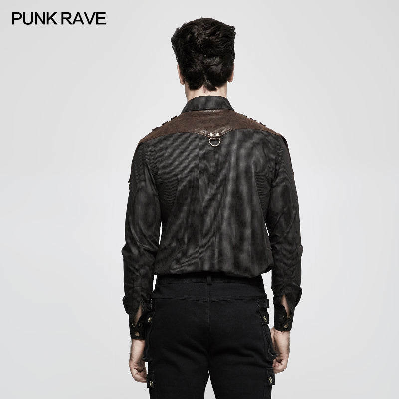 Handsome Striped Punk Shirt With Free Hanging Metal Chain– Punkravestore