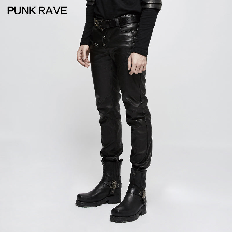 Personality Split Stitch Leather Punk Pants For Men– Punkravestore