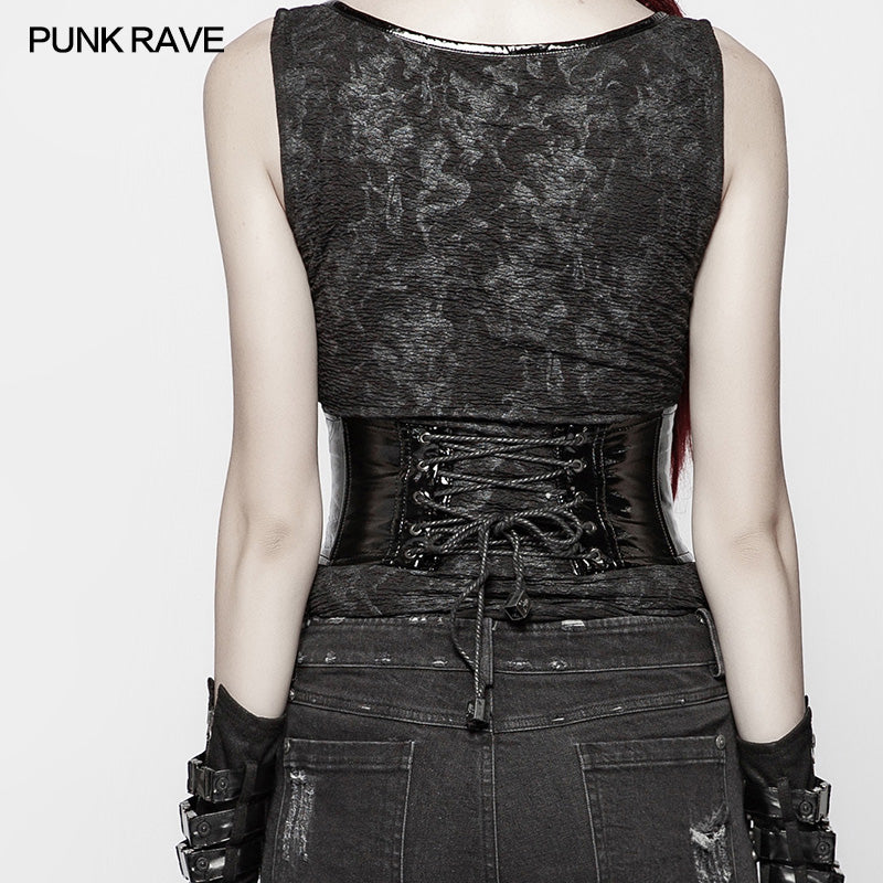 PUNK Tight-fitting Bright Patent PU Lace-up Girdle– Punkravestore