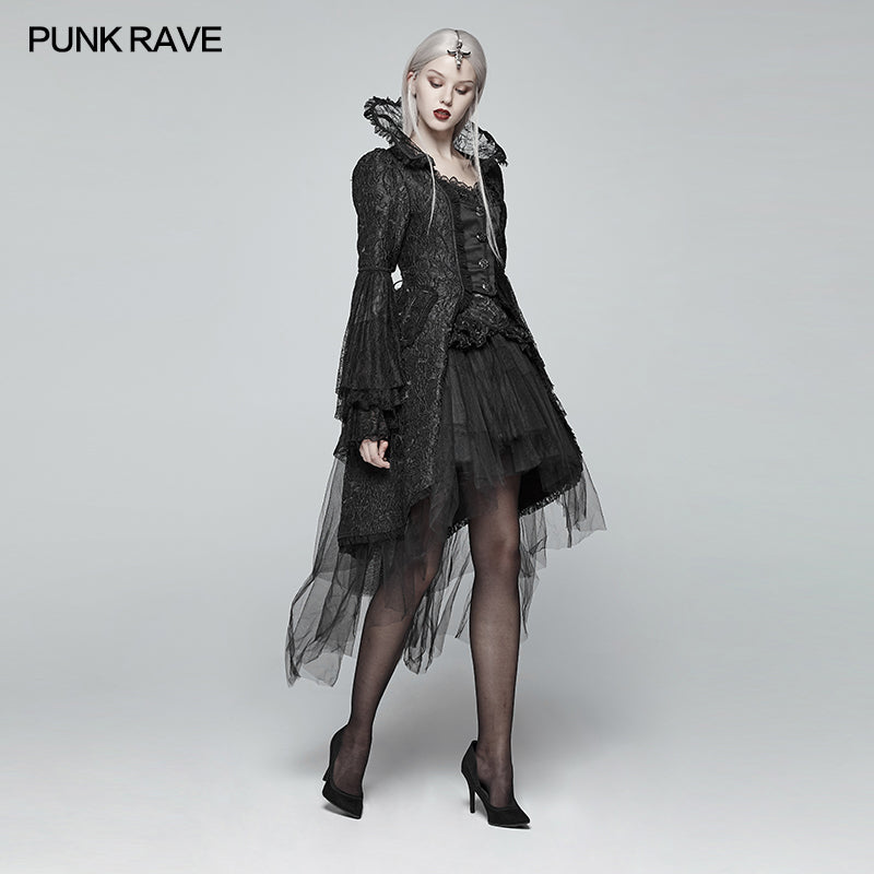 Gothic Translucent Standing Collar Lace Dress Coat– Punkravestore