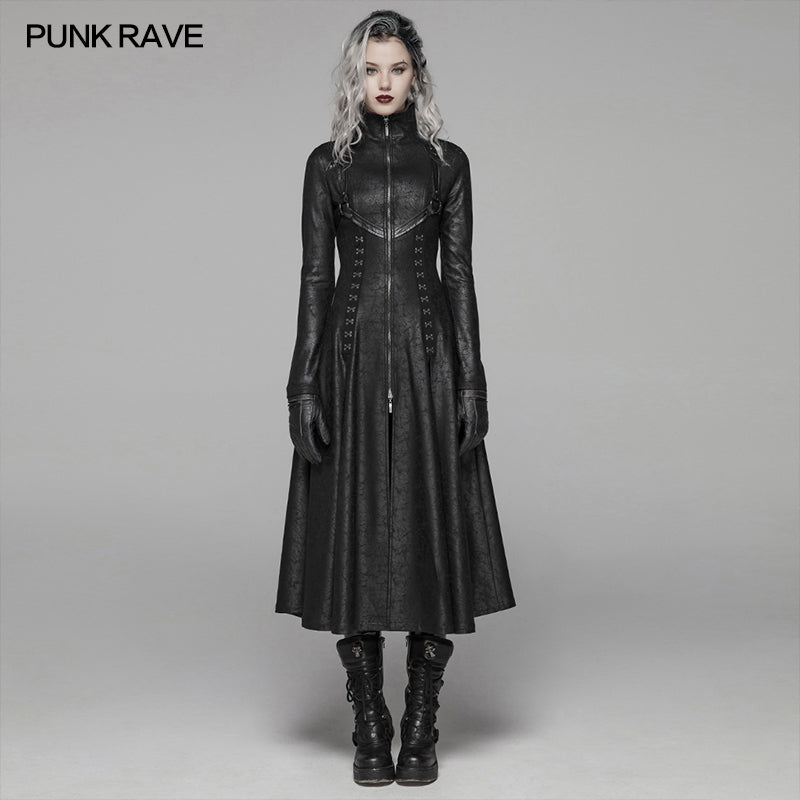 Dark Punk Slit Long Coat With Metal Double-head Zipper– Punkravestore