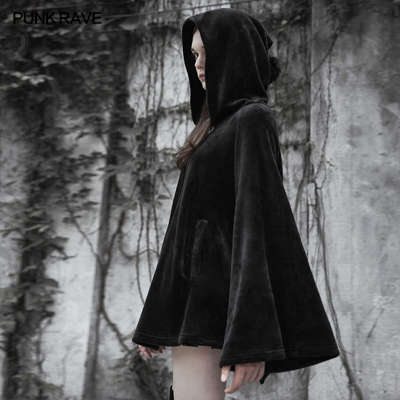 Dark Velvet Embroidered Cloak Jacket With Moon Design– Punkravestore