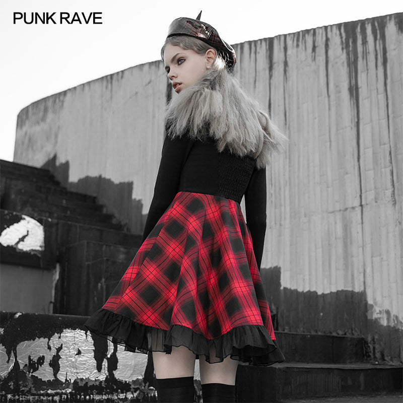 Stitched plaid braces skirt– Punkravestore