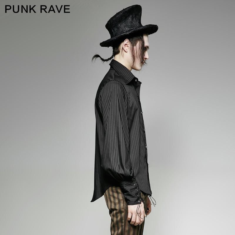 Great Black Striped Punk Shirts With Vertical Sense Plaids– Punkravestore