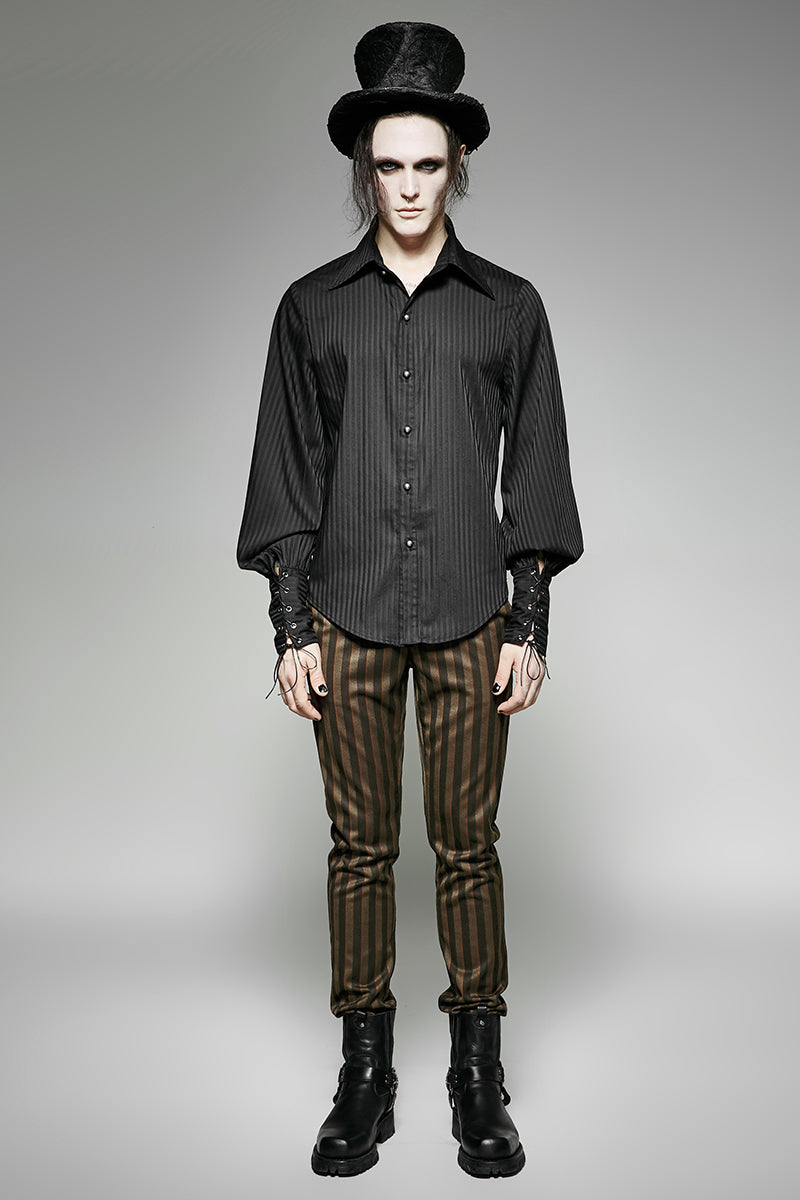 Great Black Striped Punk Shirts With Vertical Sense Plaids– Punkravestore