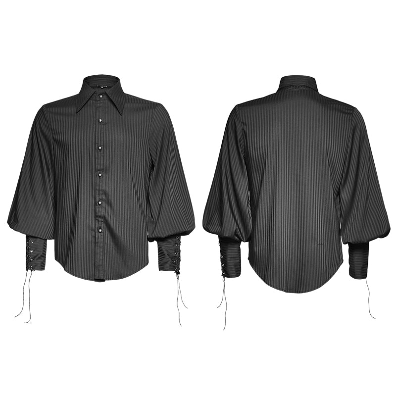 Great Black Striped Punk Shirts With Vertical Sense Plaids– Punkravestore