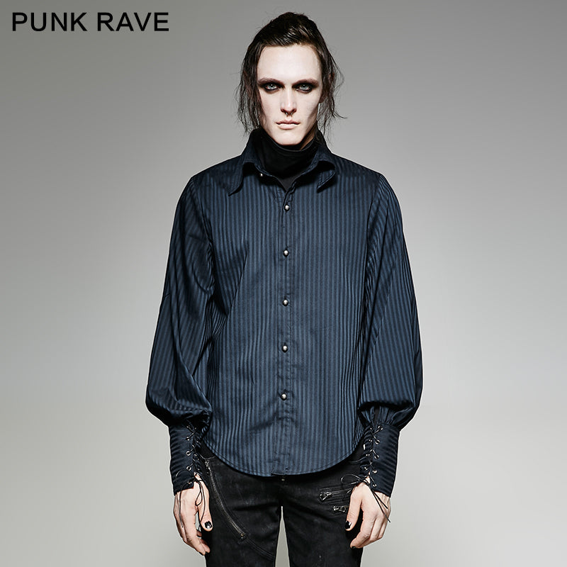 Great Black Striped Punk Shirts With Vertical Sense Plaids– Punkravestore
