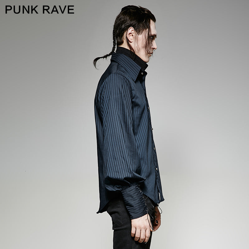 Great Black Striped Punk Shirts With Vertical Sense Plaids– Punkravestore