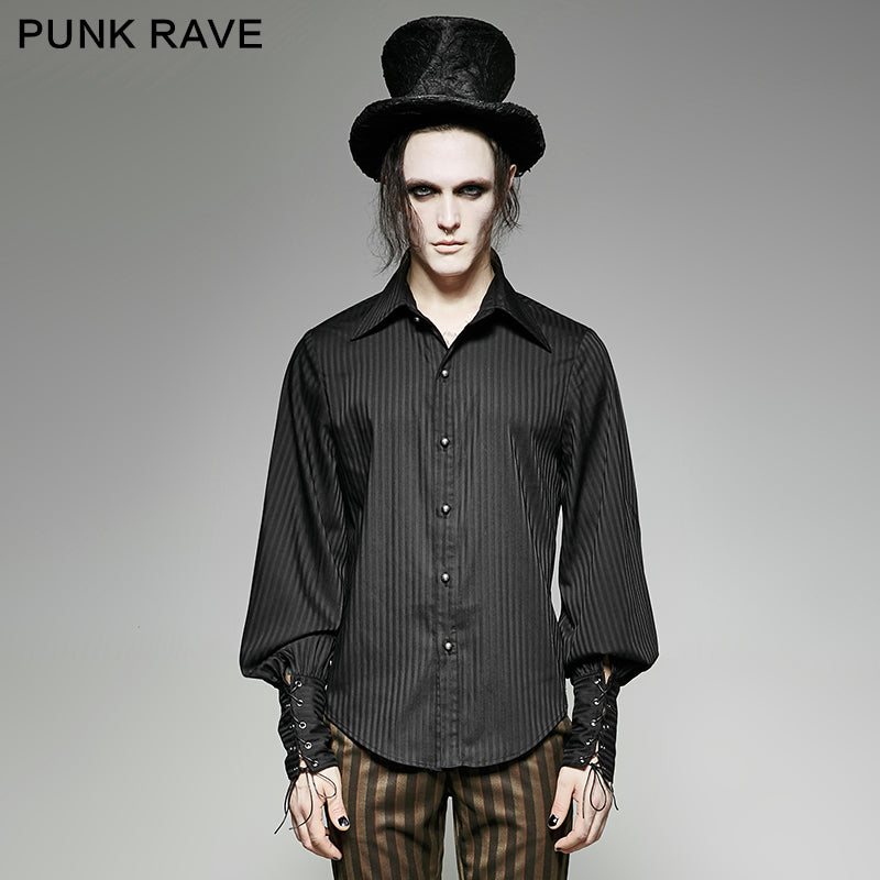 Great Black Striped Punk Shirts With Vertical Sense Plaids– Punkravestore